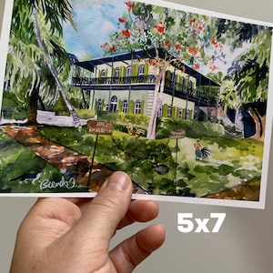 Key West Wall Art of Hemingway Home & Museum Watercolor Print Coastal ...