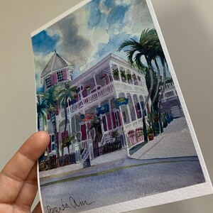 Key West Watercolor Wall Art Print of Artist House - FLA Tropical ...