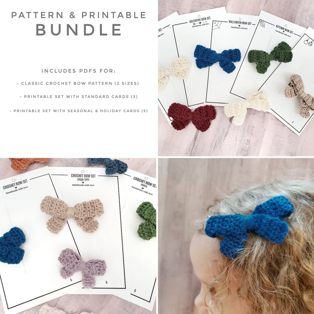 Digital: BUNDLE pattern Cards Crochet Bow Pattern Classic - Etsy