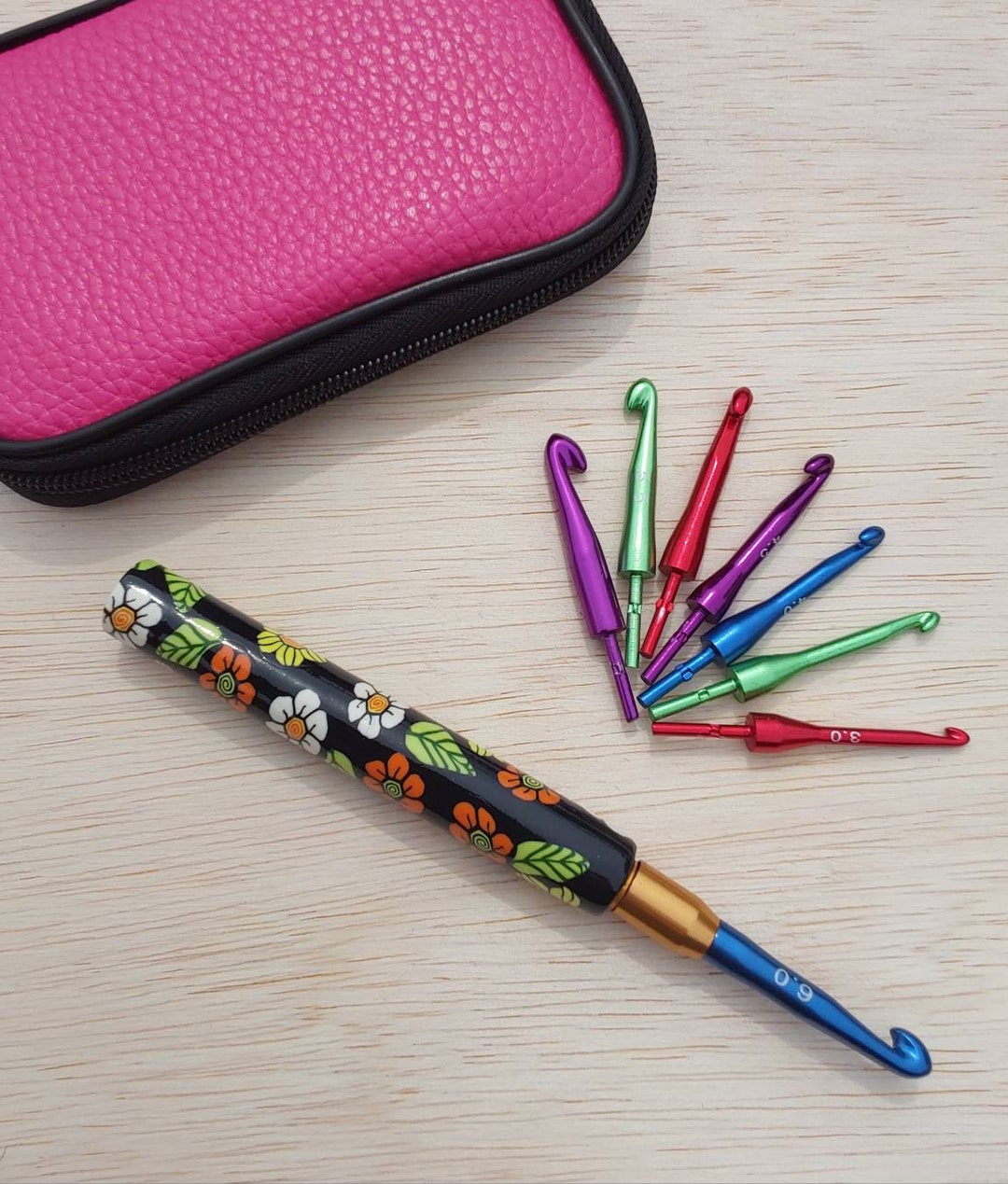 Interchangeable Head Crochet Hook Size 7.0, 6.0, 5.5, 5.0, 4.5, 4.0, 3. ...