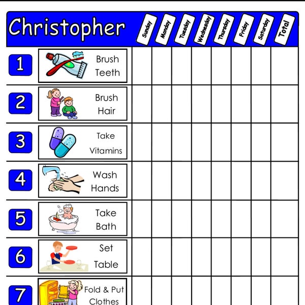 Personalized Customizable Chore Chart - Etsy