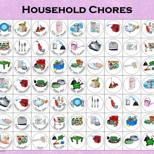32 Illustrated Chores. Set 3: Household and Family Chores A4 - Etsy