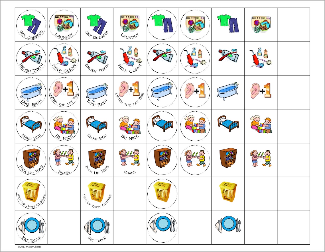 2 Printable Allowance Charts with Coins and Illustrated | Etsy
