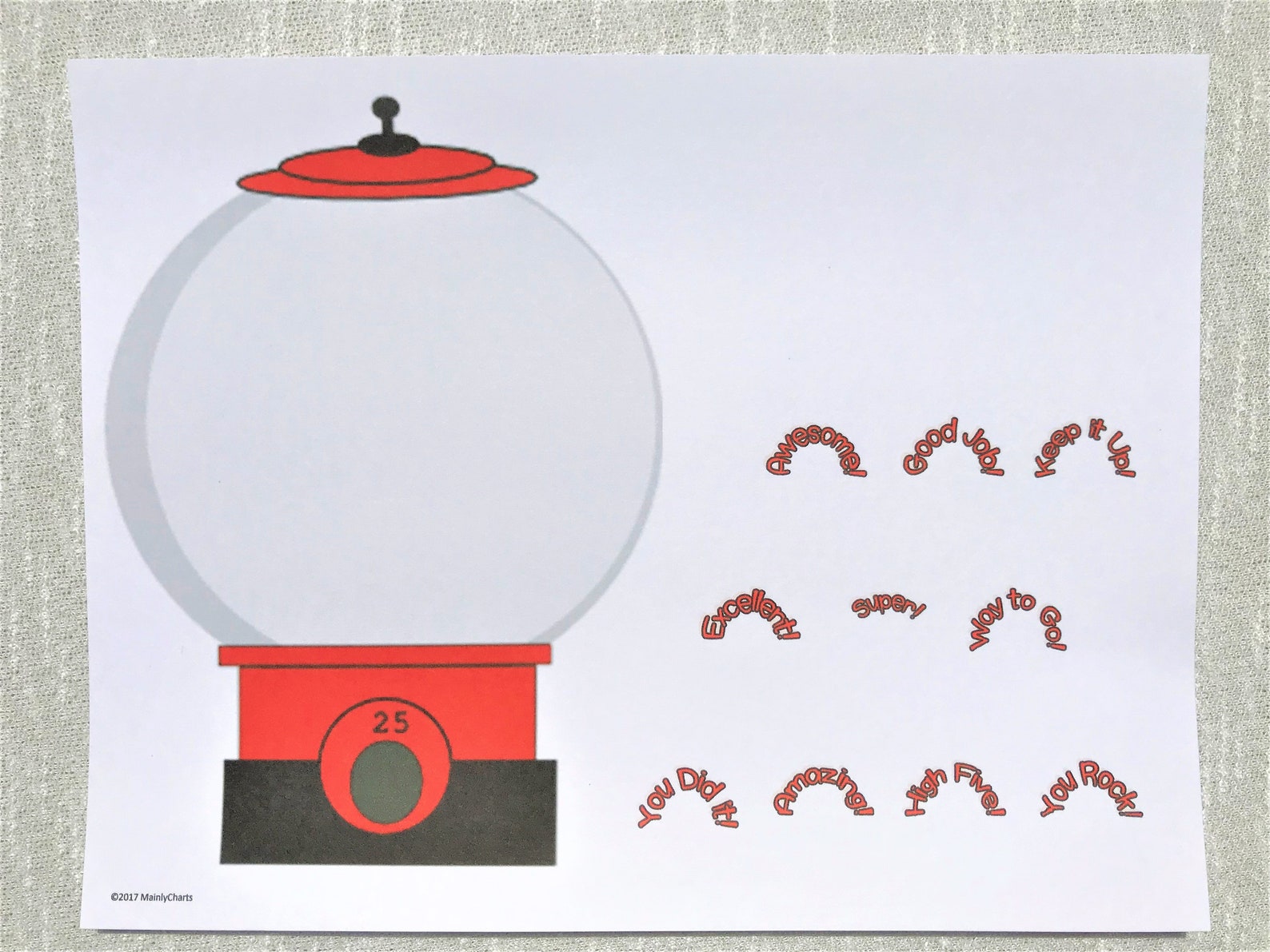 Bubble Gum Behavior Chart for Home Print It Out and Reward - Etsy