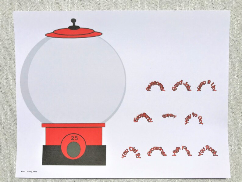 Bubble Gum Behavior Chart for Home Print It Out and Reward Positive ...