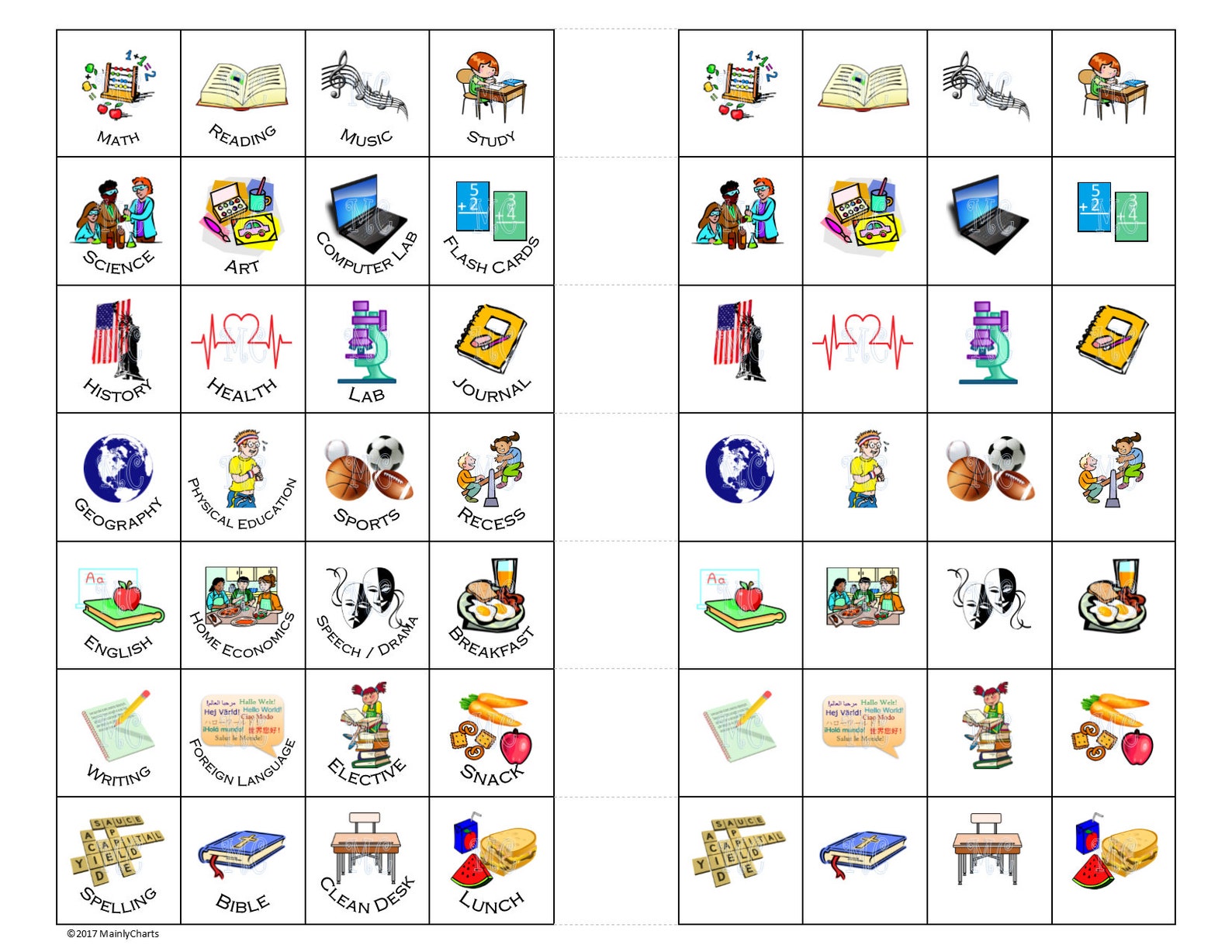 28 School Themed Tasks Plus Chart Use to Create Your Own - Etsy