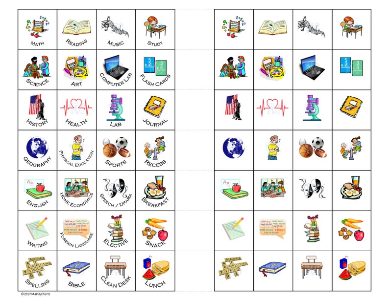 28 School Themed Tasks Plus Chart Use to Create Your Own | Etsy