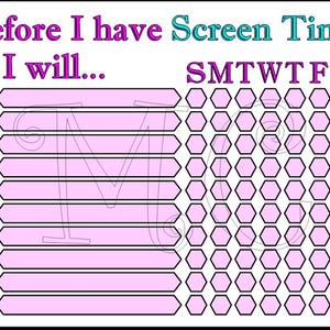 Earn Screen Time Chore Chart Behavior Chart Printable Weekly Chart ...