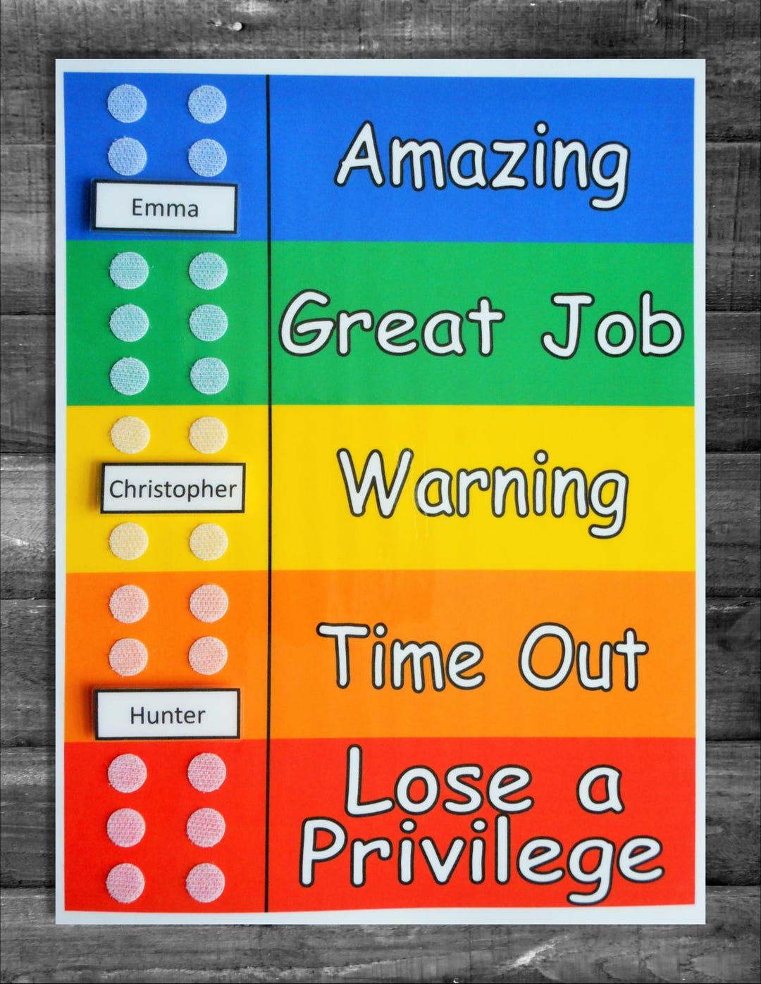 Multiple Kid Behavior Chart Shipped, Use With 1 2 3 4 5 or 6 Kids ...