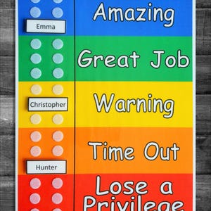 Multiple Kid Behavior Chart Shipped, Use With 1 2 3 4 5 or 6 Kids ...