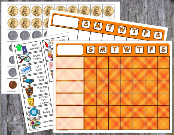 2 Printable Allowance Charts with Coins and Chores. Track | Etsy