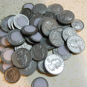 25 Coins Play Money for Allowance Chore Charts. Come With Loop Velcoin ...