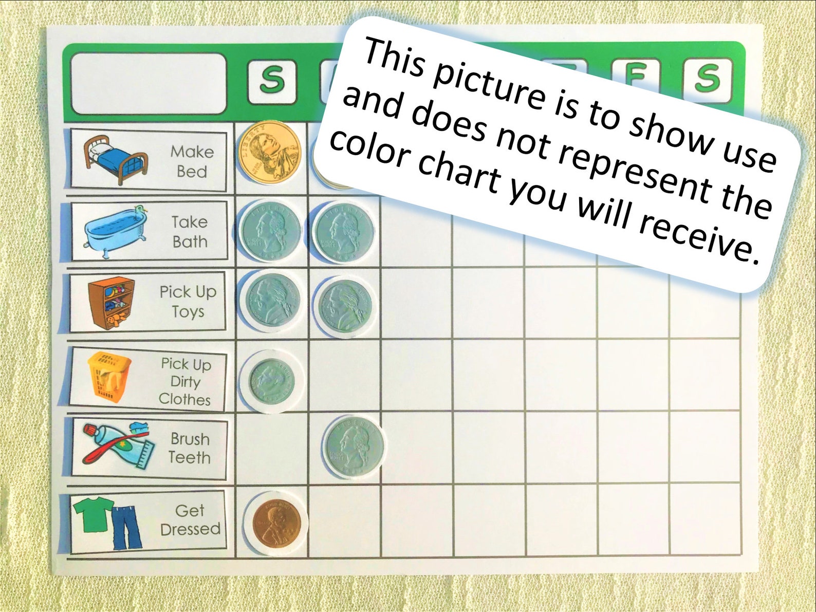 2 Printable Allowance Charts With Coins and Illustrated - Etsy