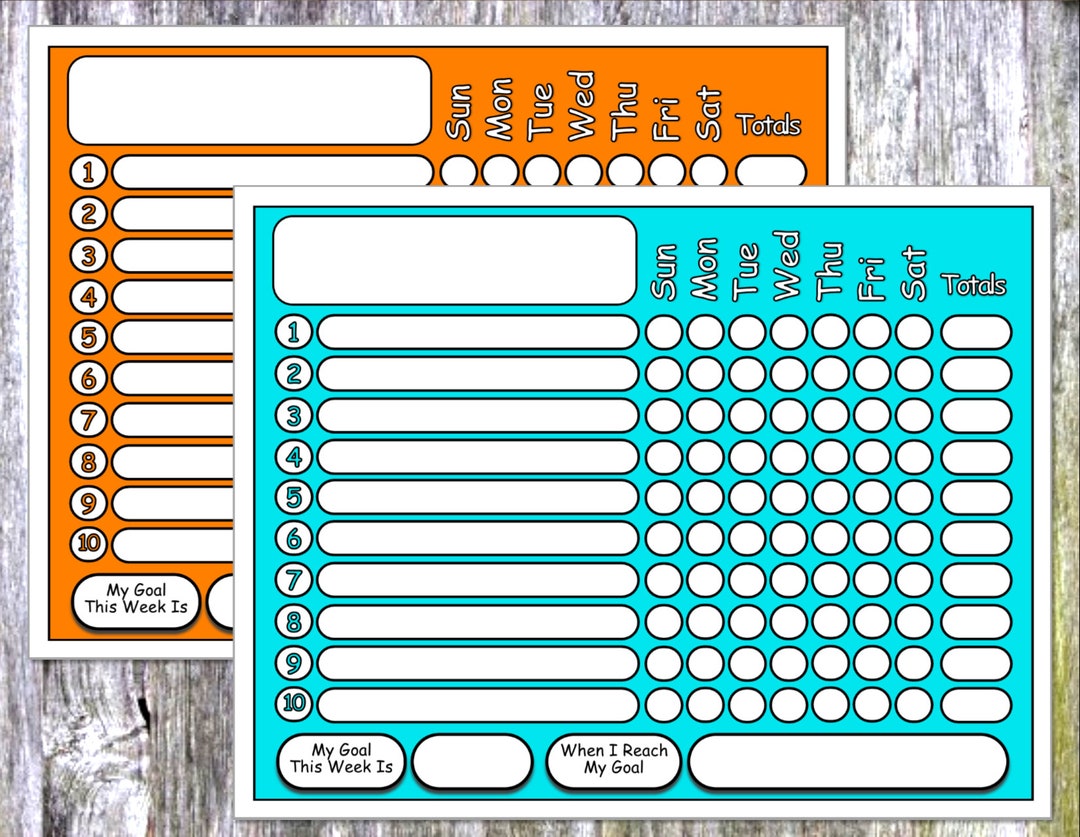 2 PDF Weekly Chore Charts With Goal Reward Section Letter and A4 Size ...