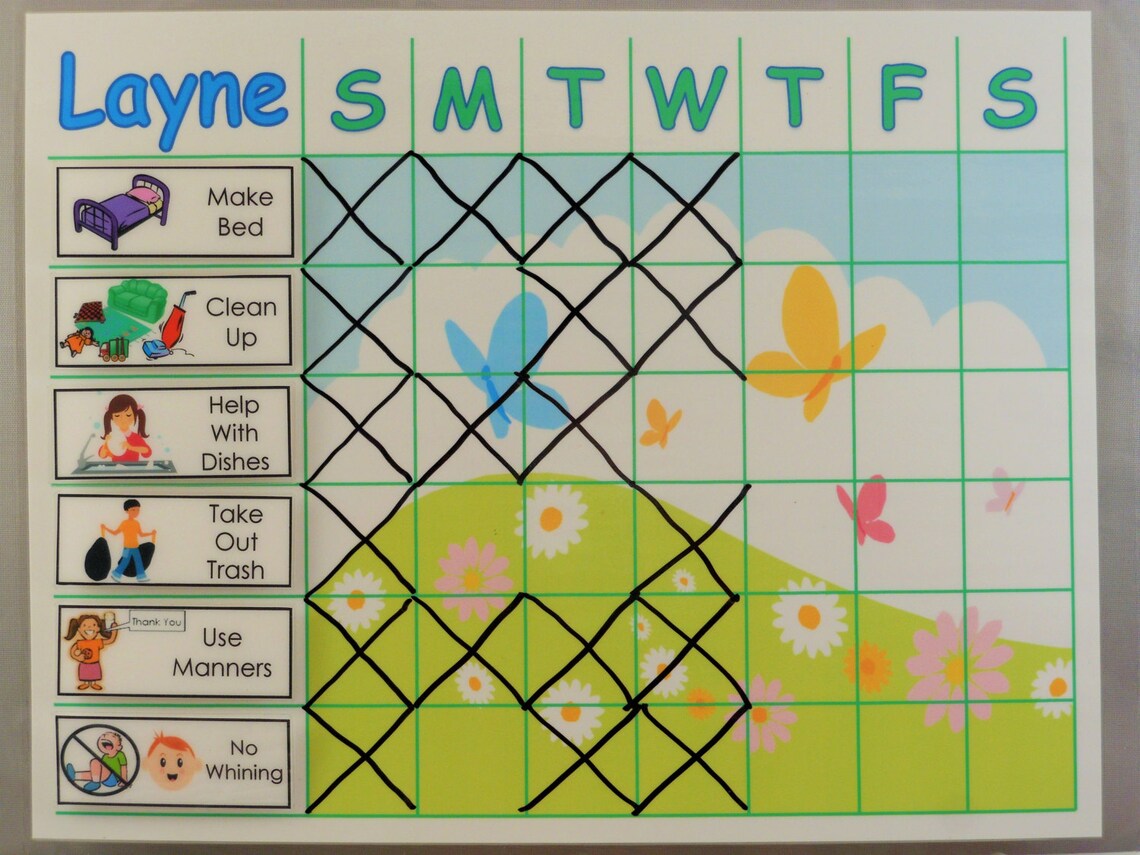 Chore Chart Shipped for Kids With Movable Illustrated Chores - Etsy