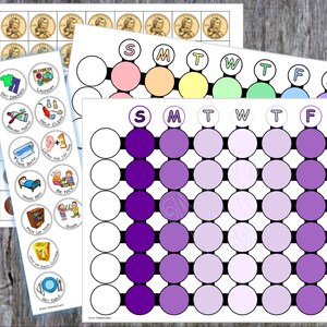 2 Printable Allowance Charts With Coins and Illustrated Chores. Track ...