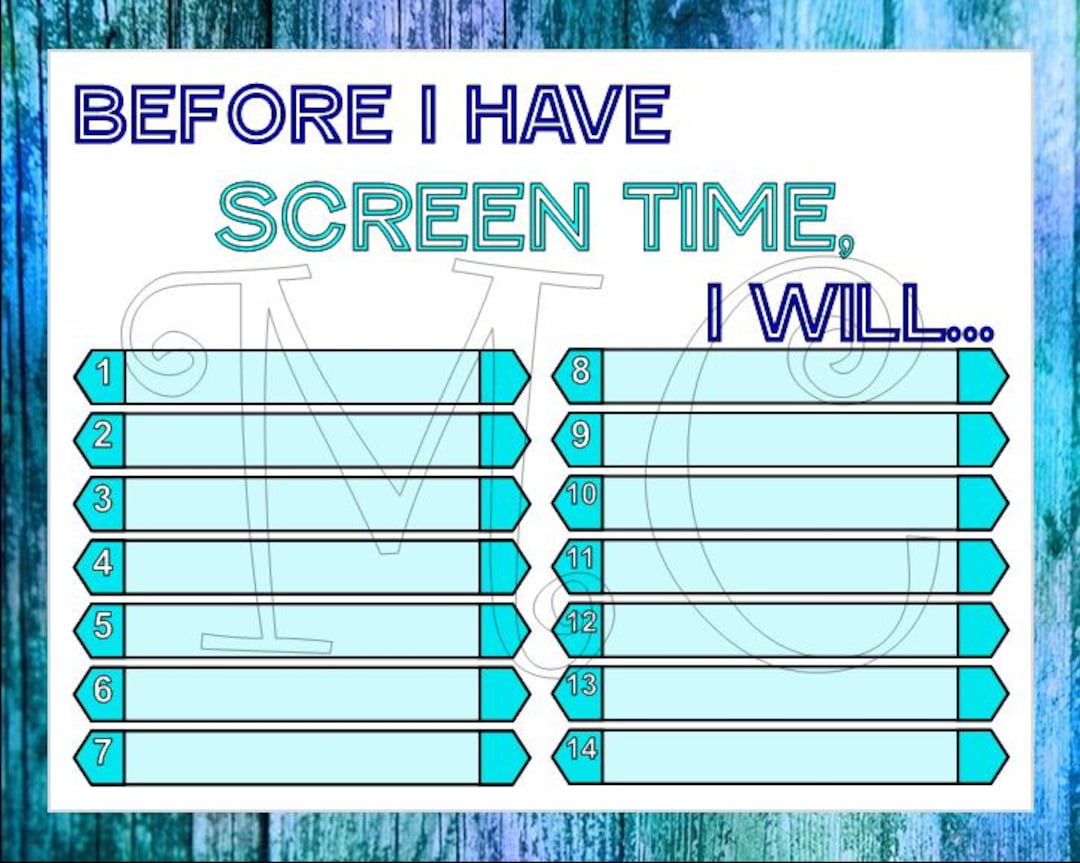 Chore Chart to Earn Screen Time Set Daily Chore Goals to Earn TV Time ...
