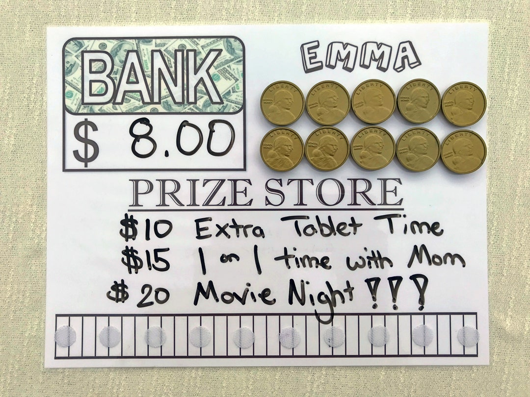 A Bank Behavior Chart, Customize Name, With 10 Movable Coins and a Goal ...