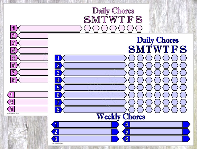 2 PDF Charts With Daily and Weekly Chores, A4 Style With Monday Start ...