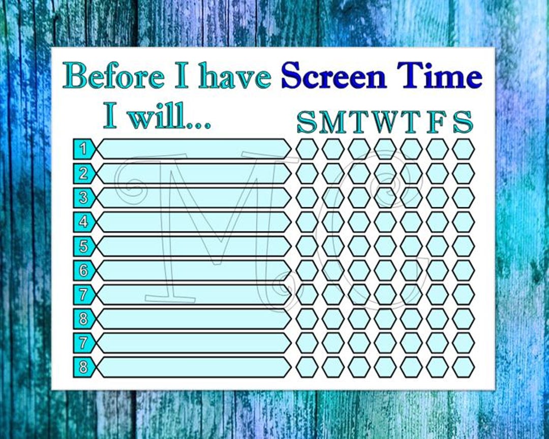 Earn Screen Time Chore Chart Behavior Chart Printable Weekly Chart ...