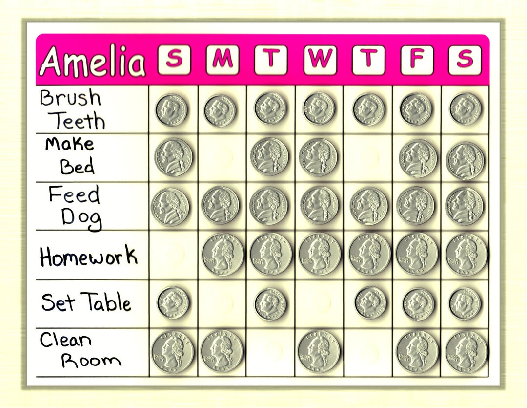 Basic Allowance Chore Chart Shipped Write in Chores With Dry Erase ...