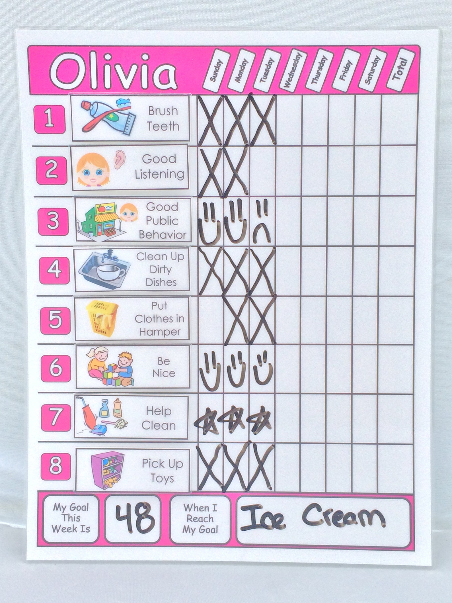 Chore Chart W/moveable Illustrated Chores. Shipped Complete. | Etsy