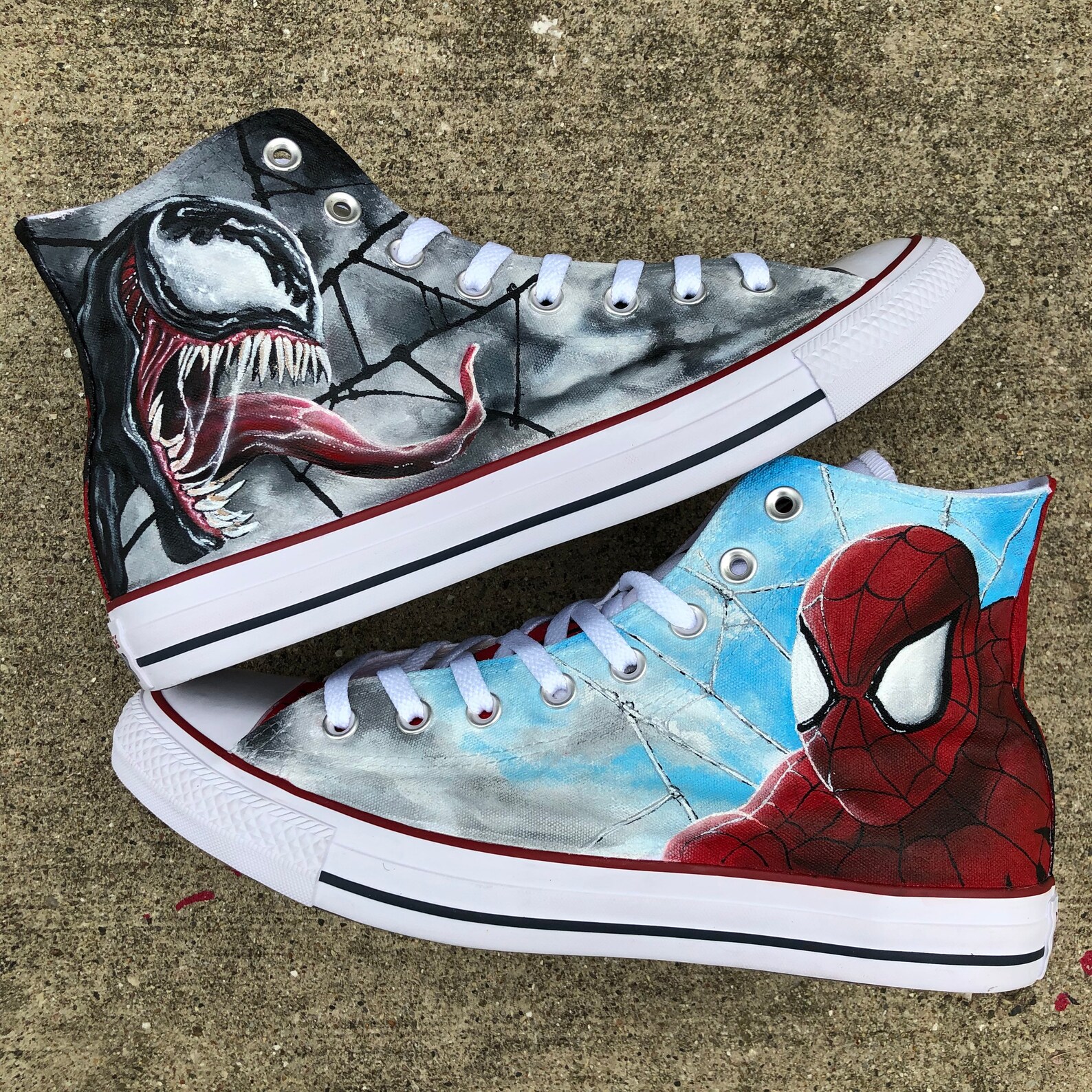 Spiderman and Venom Custom Converse All Stars | Etsy