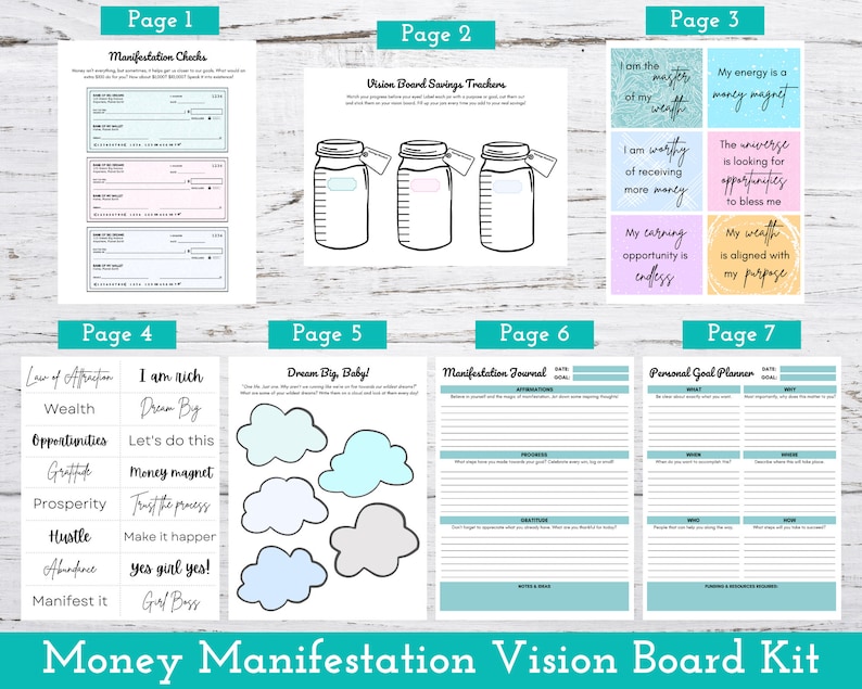 Money Manifestation Vision Board Kit Manifestation Checks | Etsy