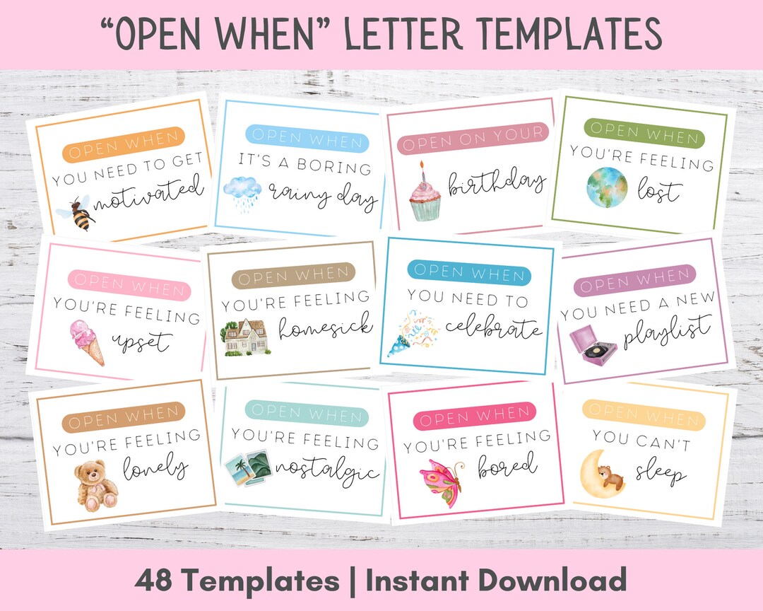 Open When Envelopes Printable Open When Envelopes for - Etsy