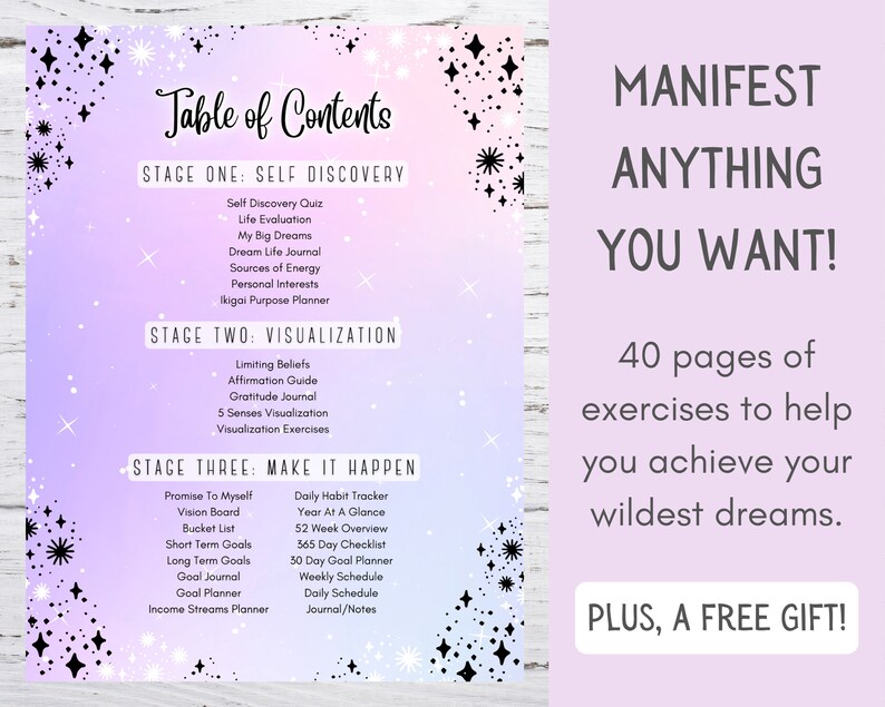 Manifestation Journal Printable | Digital Manifestation Guide | Law of ...