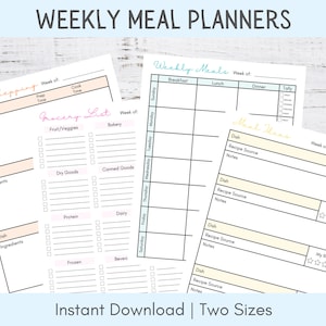 Weekly Meal Planner & Grocery List Printable PDF Meal Prep Digital ...