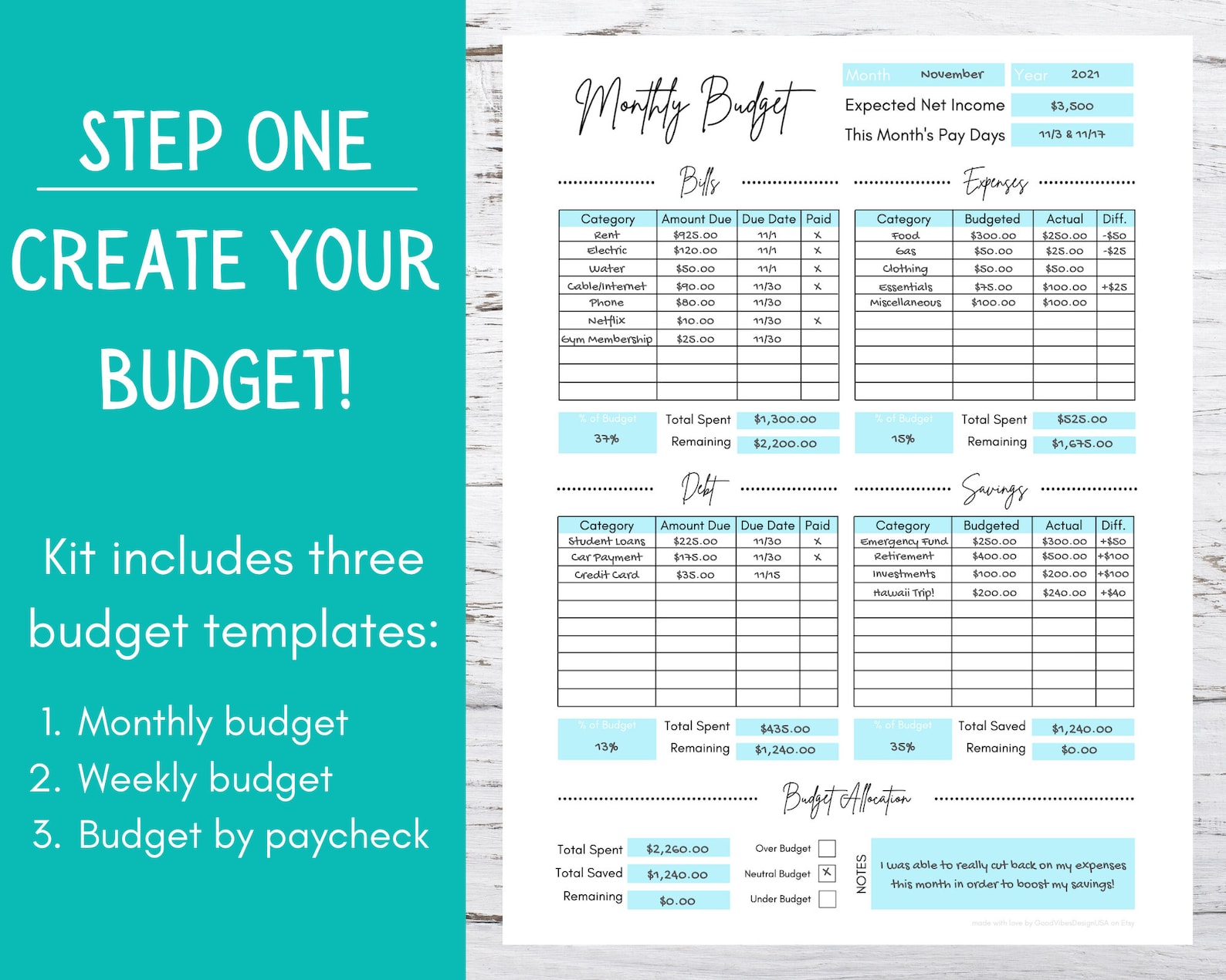 Budget Binder Envelope Kit | Cash Envelope Inserts | Budget Planner ...