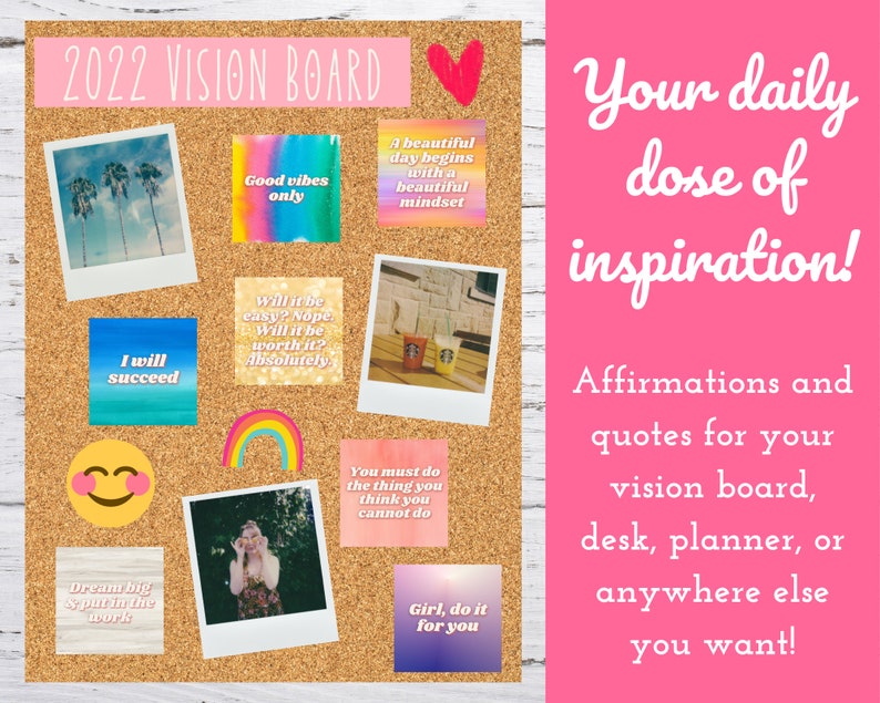 Vision Board Printable Kit Vision Board Cards Printable - Etsy