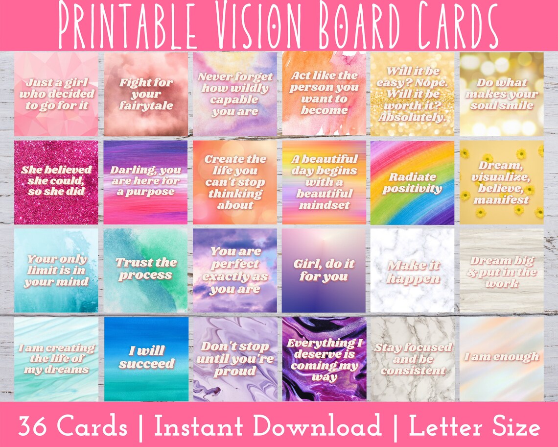 Vision Board Printable Kit Vision Board Cards Printable - Etsy