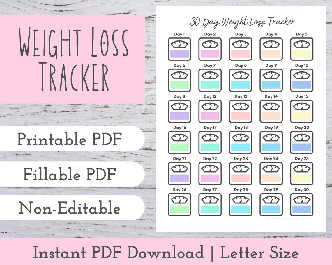 Weight Loss Tracker Printable Digital Weight Loss Tracker - Etsy