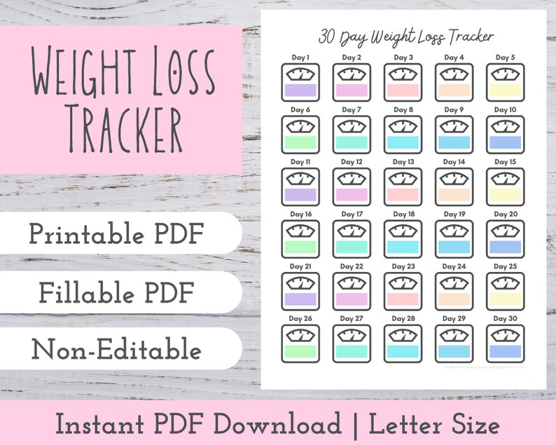 Weight Loss Tracker Printable Digital Weight Loss Tracker - Etsy