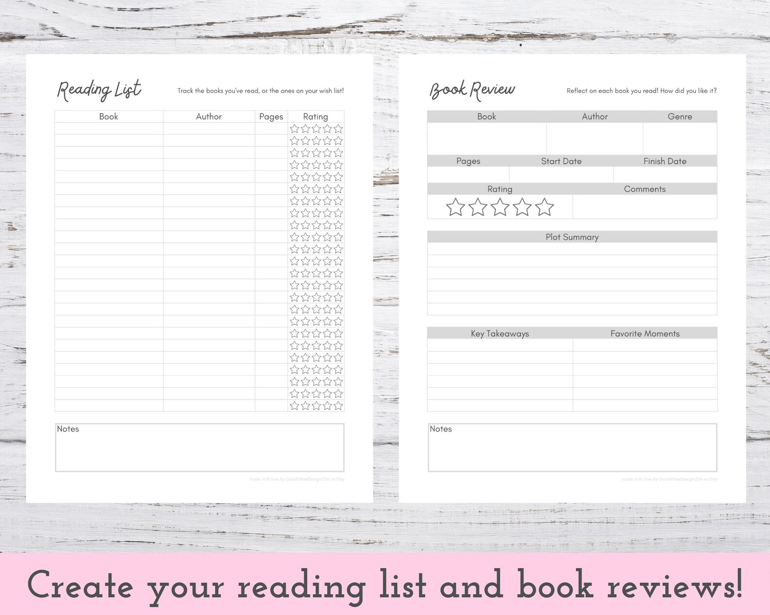 Reading Journal Printable Printable Reading Planner - Etsy