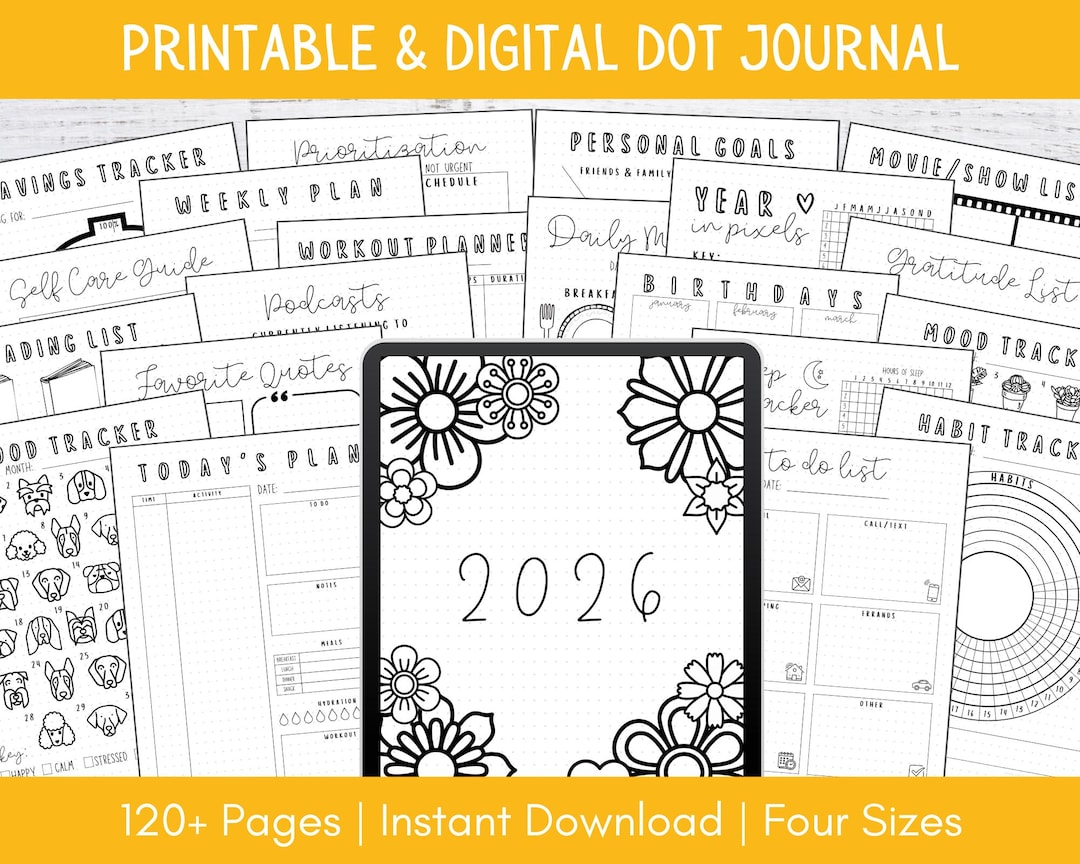 Printable Daily Journal Bundle 2026 & Undated | Dot Journal Templates ...