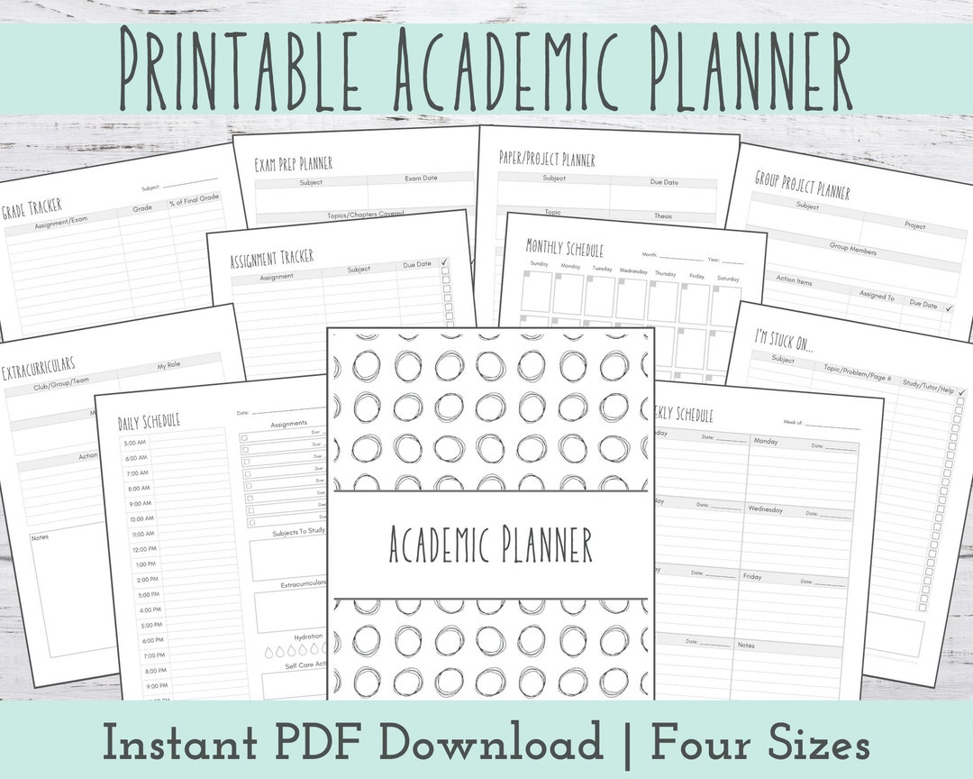 Academic Planner Printable College Planner High School - Etsy
