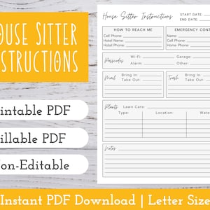House Sitter Instructions House Sitting Checklist House - Etsy