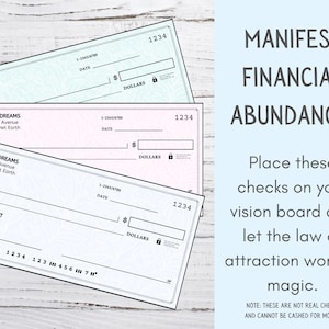 Manifestation Checks | Vision Board Checks | Law of Attraction ...