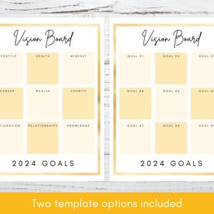 2024 Vision Board Template Printable Goal Planner Law of Attraction ...