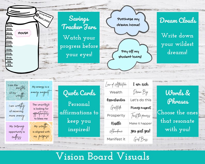 Money Manifestation Vision Board Kit Manifestation Checks | Etsy