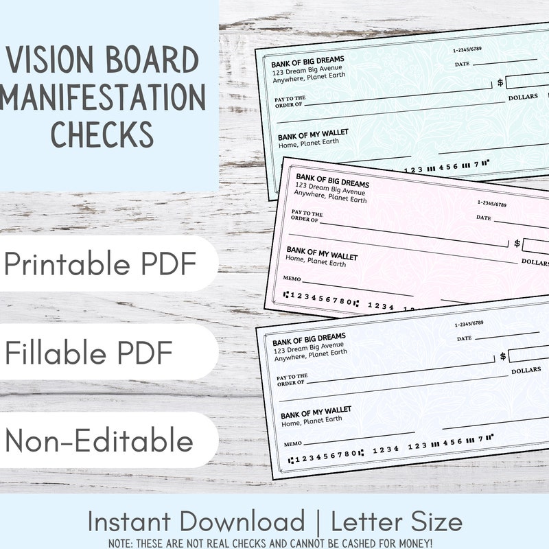 Faux chèque à imprimer - Etsy France