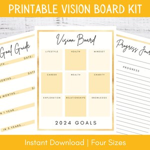 2024 Vision Board Template Printable Goal Planner Law of Attraction ...