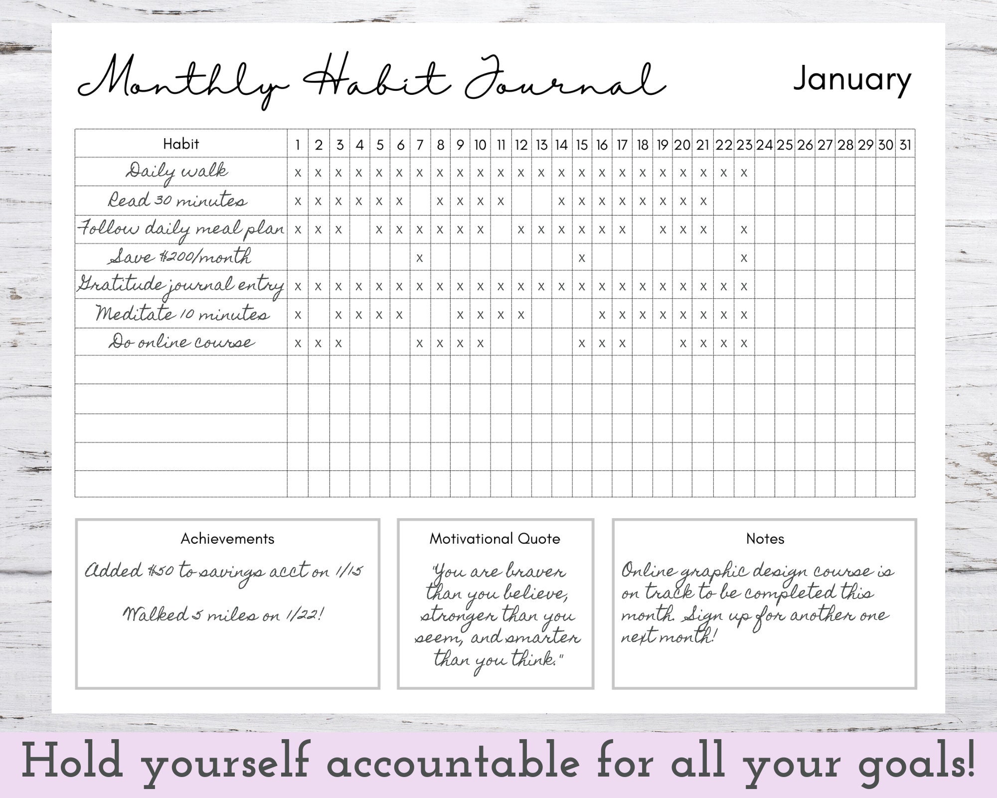 Monthly Habit Tracker Printable Habit Tracker Journal - Etsy