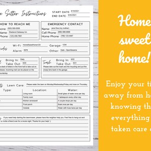 House Sitter Instructions House Sitting Checklist House - Etsy
