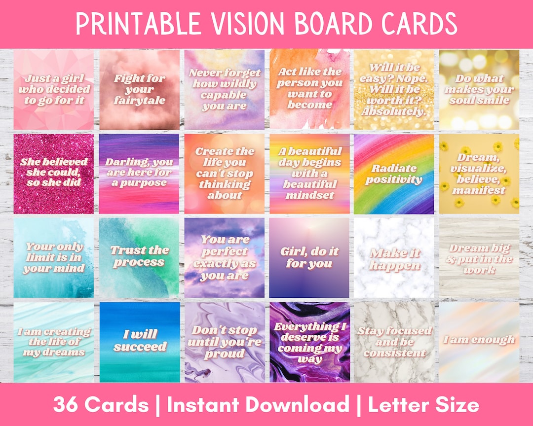 Vision Board Printable Kit Vision Board Cards Printable - Etsy