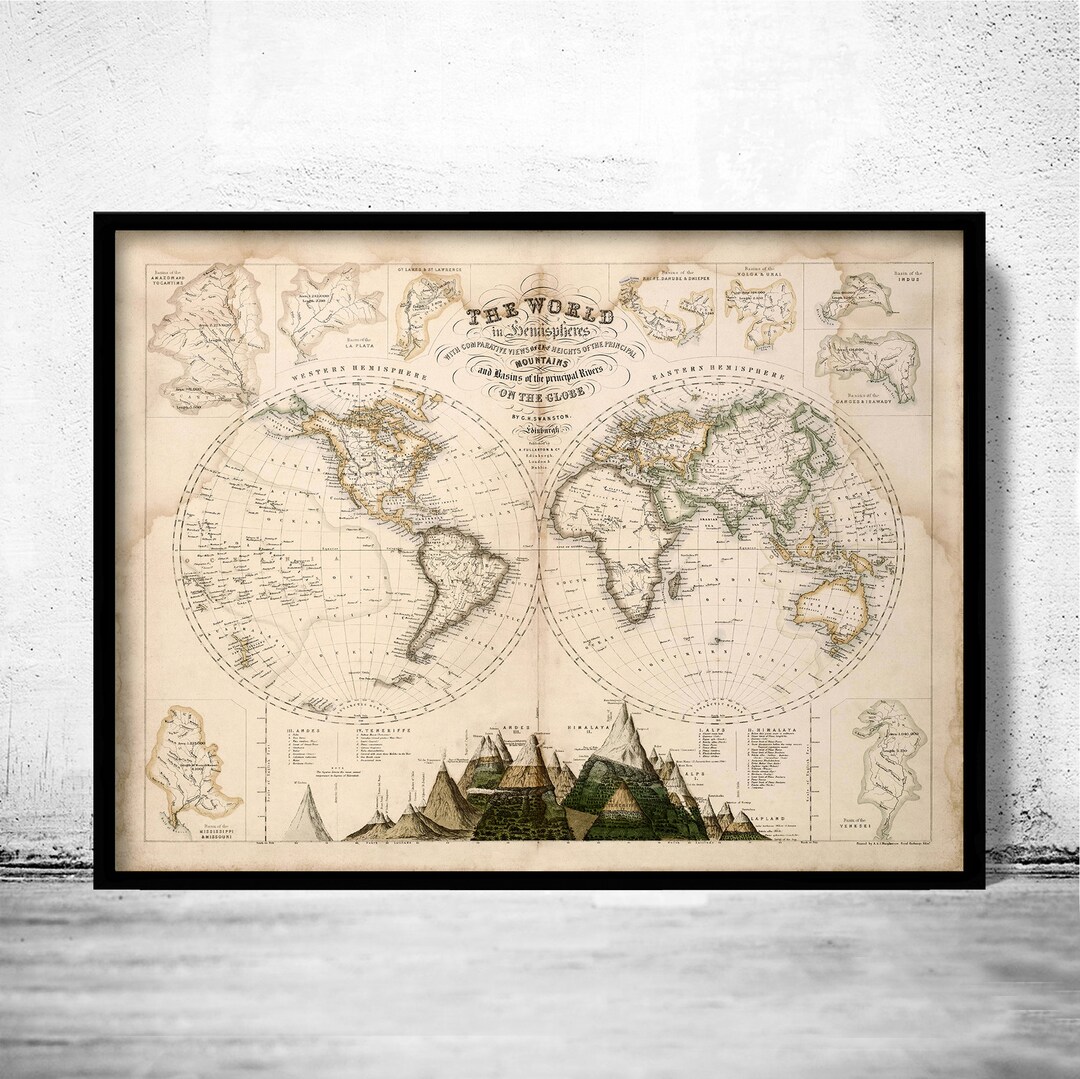 Old World Map 1862 Mercator Projection Vintage Map | Vintage Poster ...