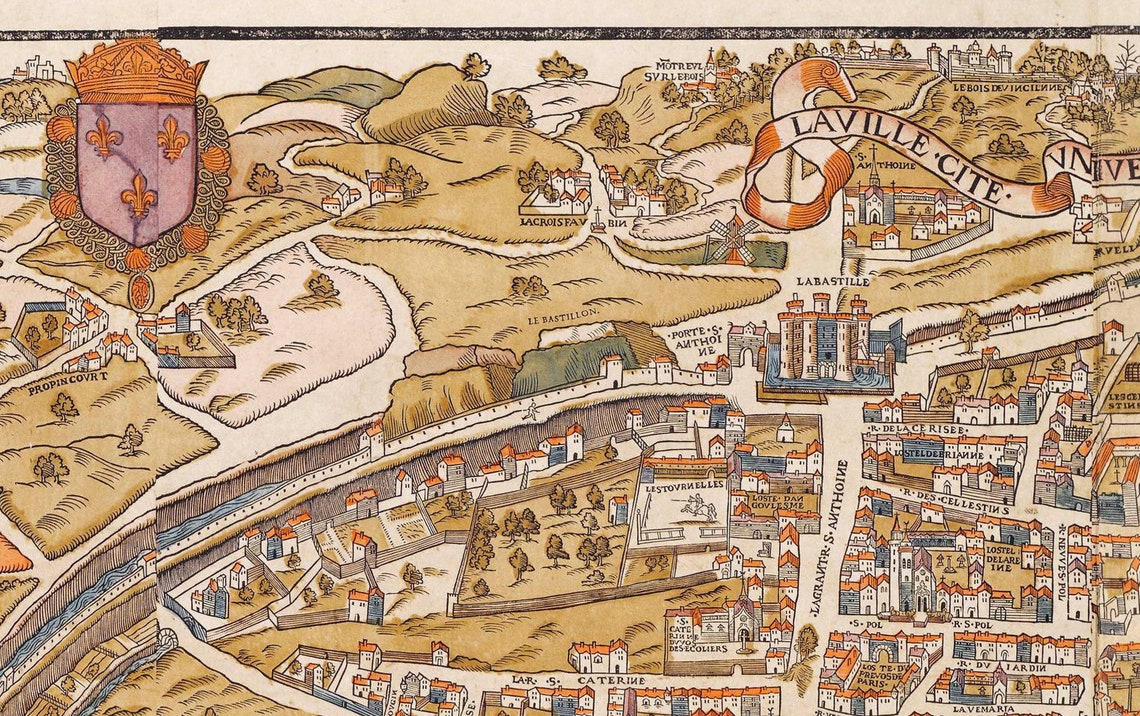Old Map of Paris 1550 France Vintage Paris Plan Vintage - Etsy Canada